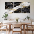 Abstract Art Canvas Wall Art 3 Panels, Gold Black Water Ripple Gradient ...