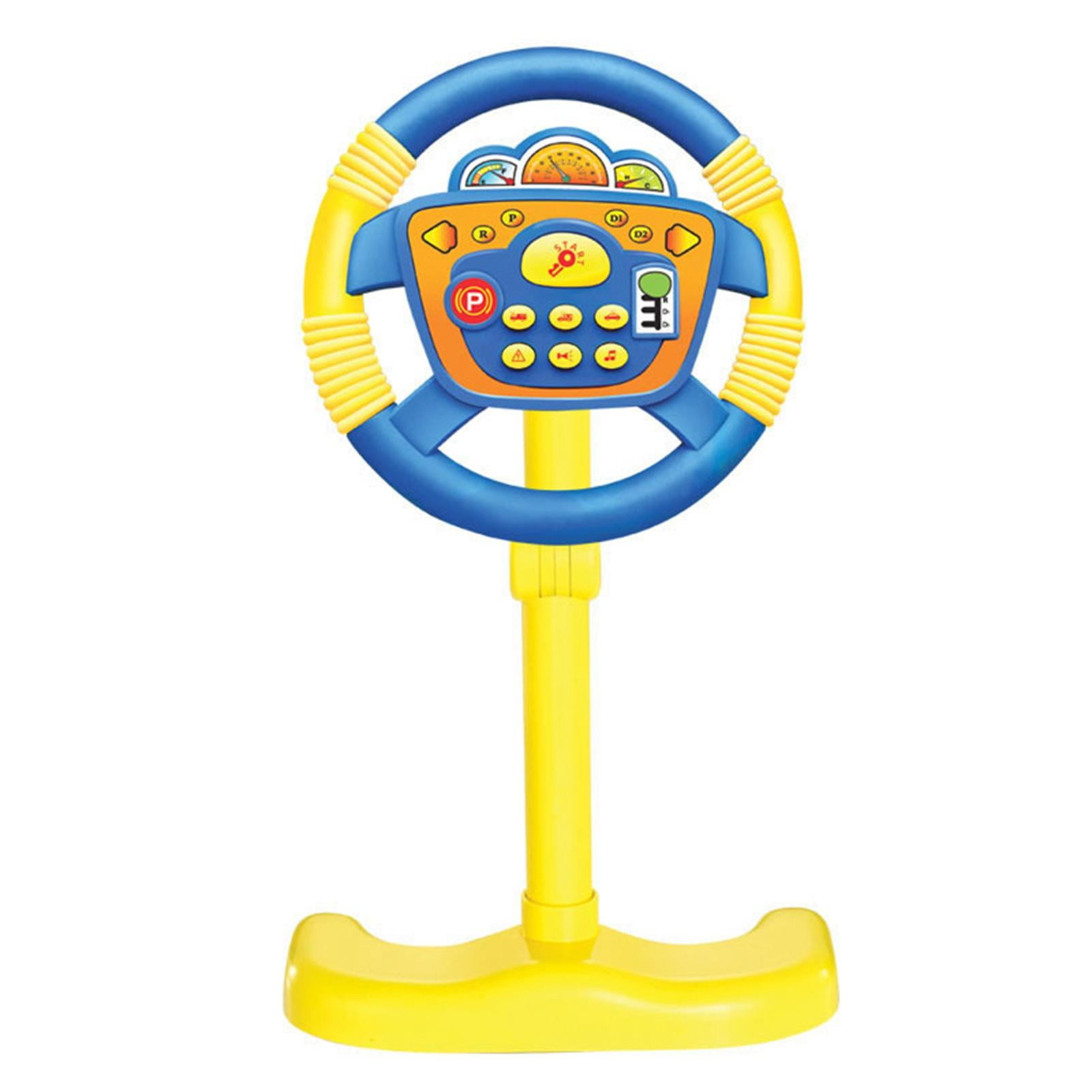 Simulation Steering Wheel Toy Battery Powered for Holiday Ages 3 up Toddlers Stand Yellow Blue