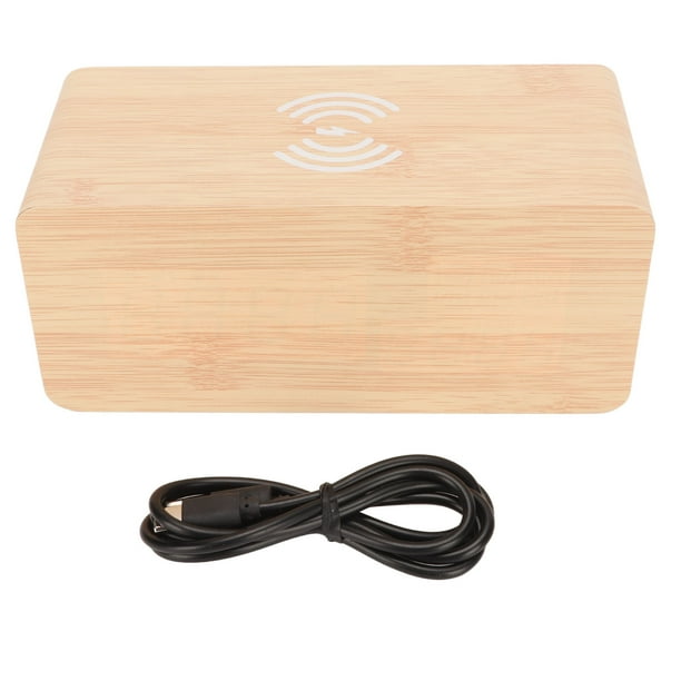 Oubit Bamboo LED Clock,Digital Alarm Clock Bamboo Wireless Charging ...