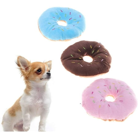 Dog Chew Toy Soft Plush Donut Shaped Squeaky Squeaking Sound Toy Plush ...