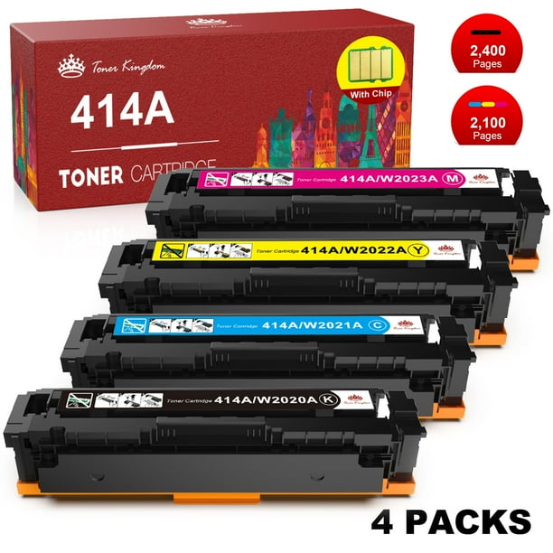 414A Toner Cartridge 4 Pack (With Chip) Compatible Toner Cartridge Replacement for HP 414A 414X ...