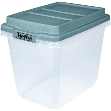 Hefty 72 Quart Clear Plastic Storage Bin with Holiday Red HIRISE Lid ...