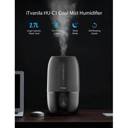 Humidifiers, Cool Mist Humidifier with 2.7L/0.7Gal Water Tank for Large ...