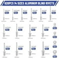 620Pcs Pop Rivets Assortment Kit, 14 Sizes Aluminum Blind Rivets (3/32 ...