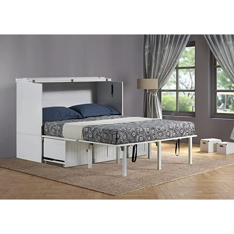 Mega Solutions Tuscany Murphy Cabinet Chest Bed with Charging Station 6 Inch Queen White