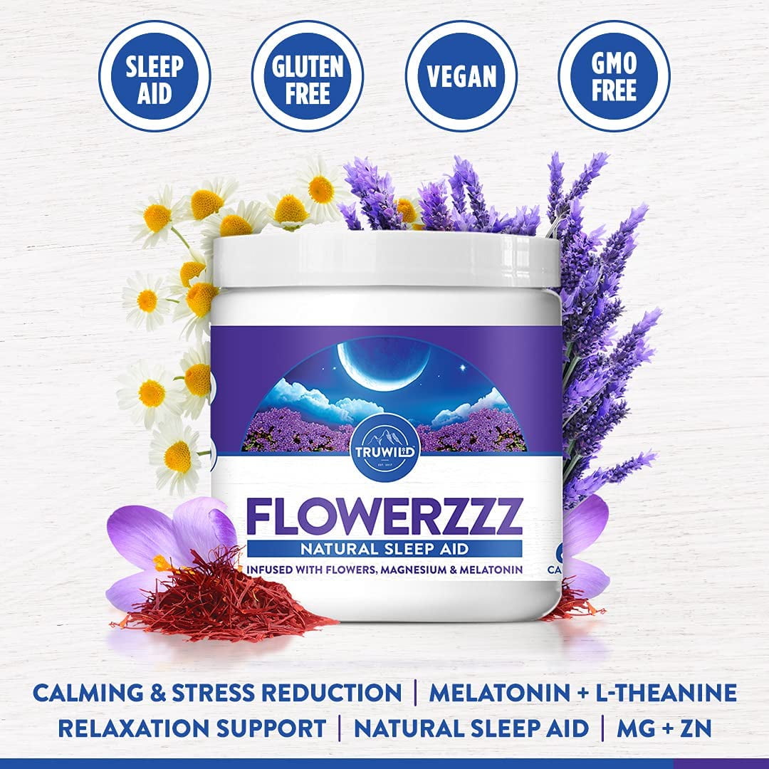 TRUWILD FlowerZZZ Natural Herbal Sleep Aid Infused w/ Calming Flowers ...