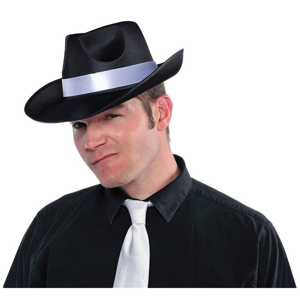 Gangster Hat Adult Costume Accessory Satin Black - Walmart.com