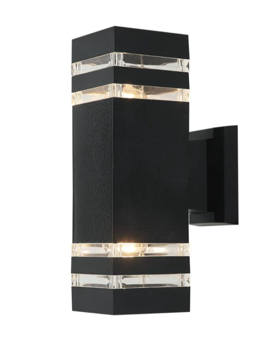 Lampara Arbotante Moderno De Pared Exterior Negra Cuadrada Doble ...