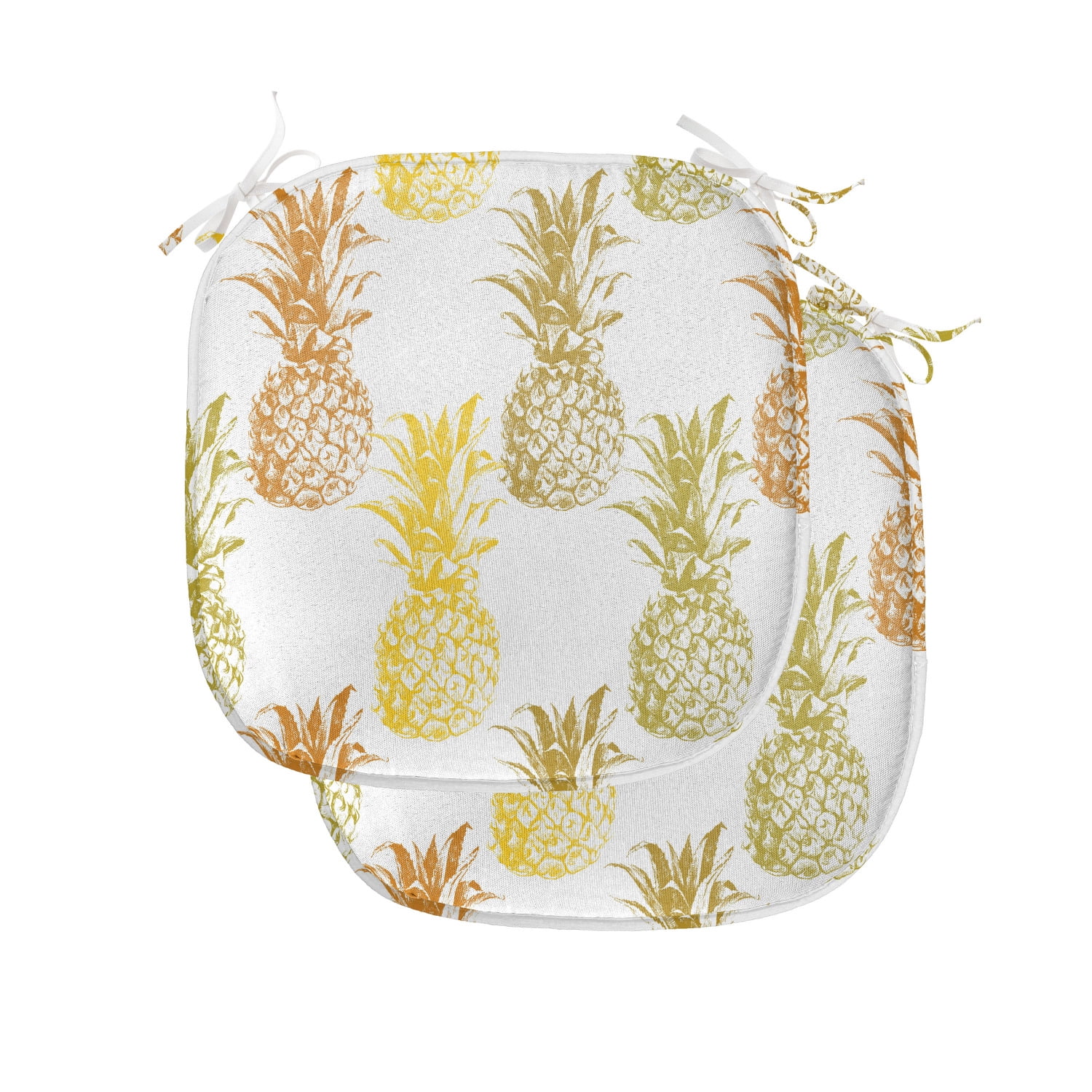 Pineapple Chair Seating Cushion Set of 2, Hand Drawn Simply Sketched ...