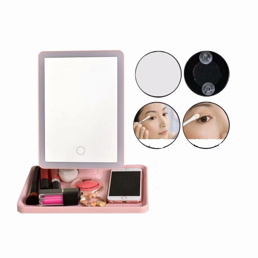 Square vanity mirror folding portable led vanity mirror with lamp ...