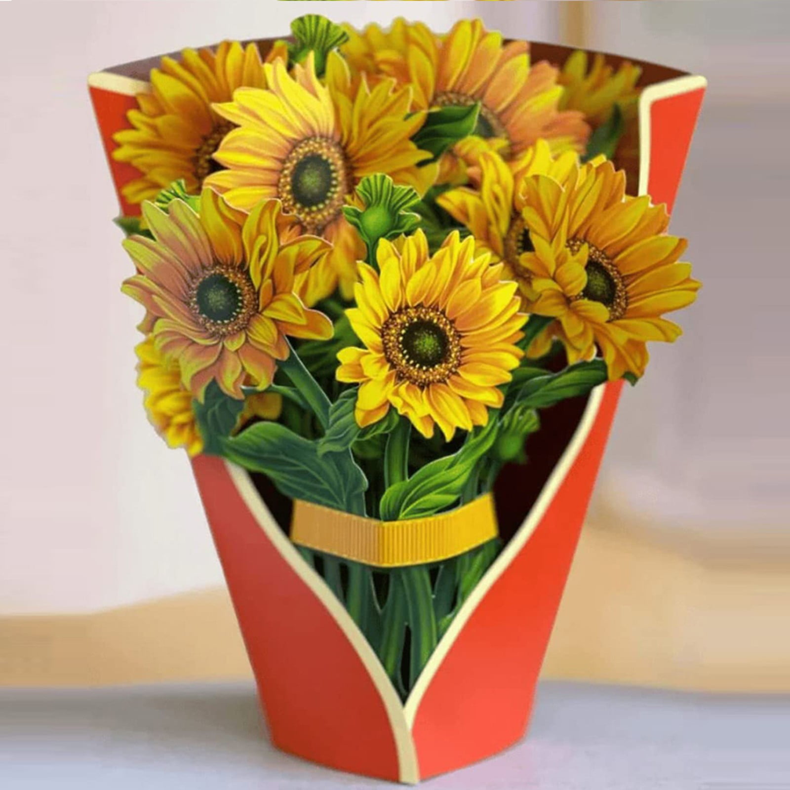 3D Flower Bouquet Card Paper Flowers Pops-Up Bouquet Greeting Cards ...