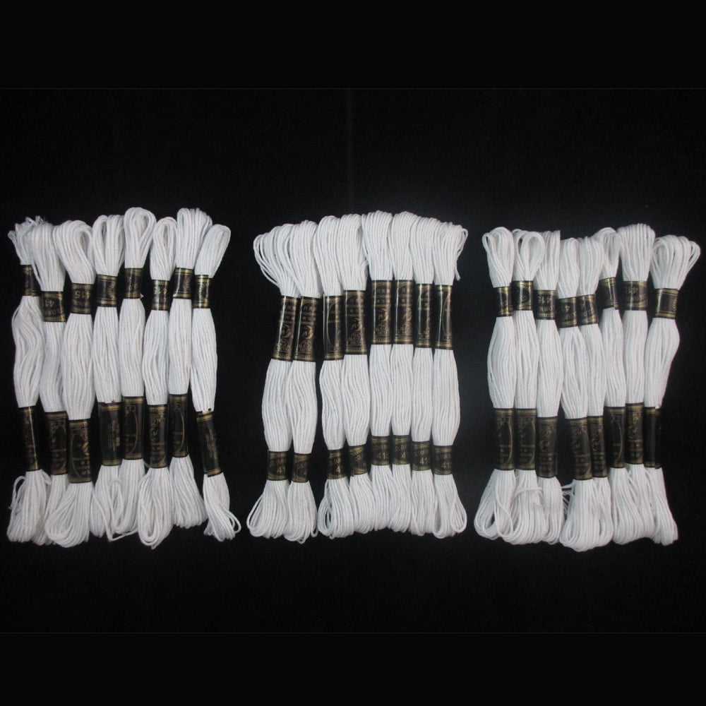 24 White Stranded Stitch 100% Cotton Embroidery Thread Floss Sewing ...