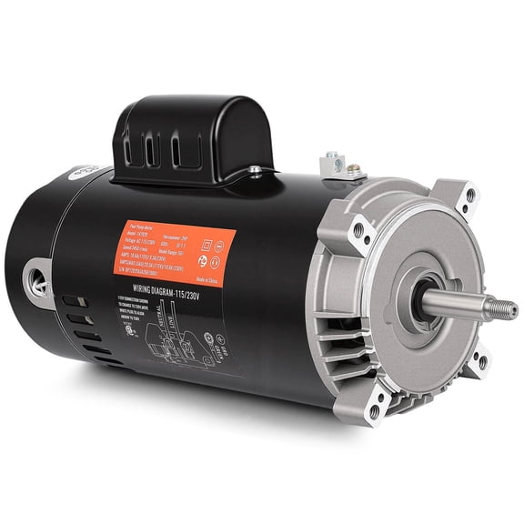 B2853 Pool Pump Motor - 1 HP Single Phase Pump Motors, Square Flange ...