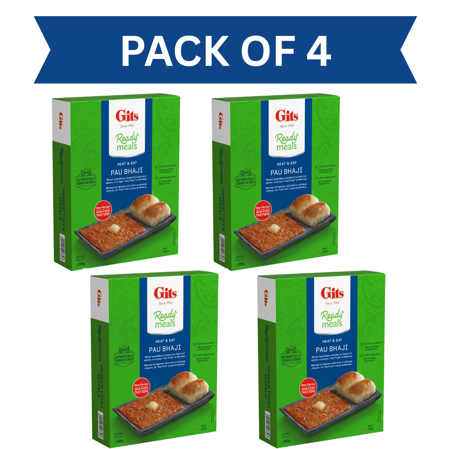 Click here for Gits Heat & Eat Pav Bhaji  300g  Pack Of 4 1.2kg prices