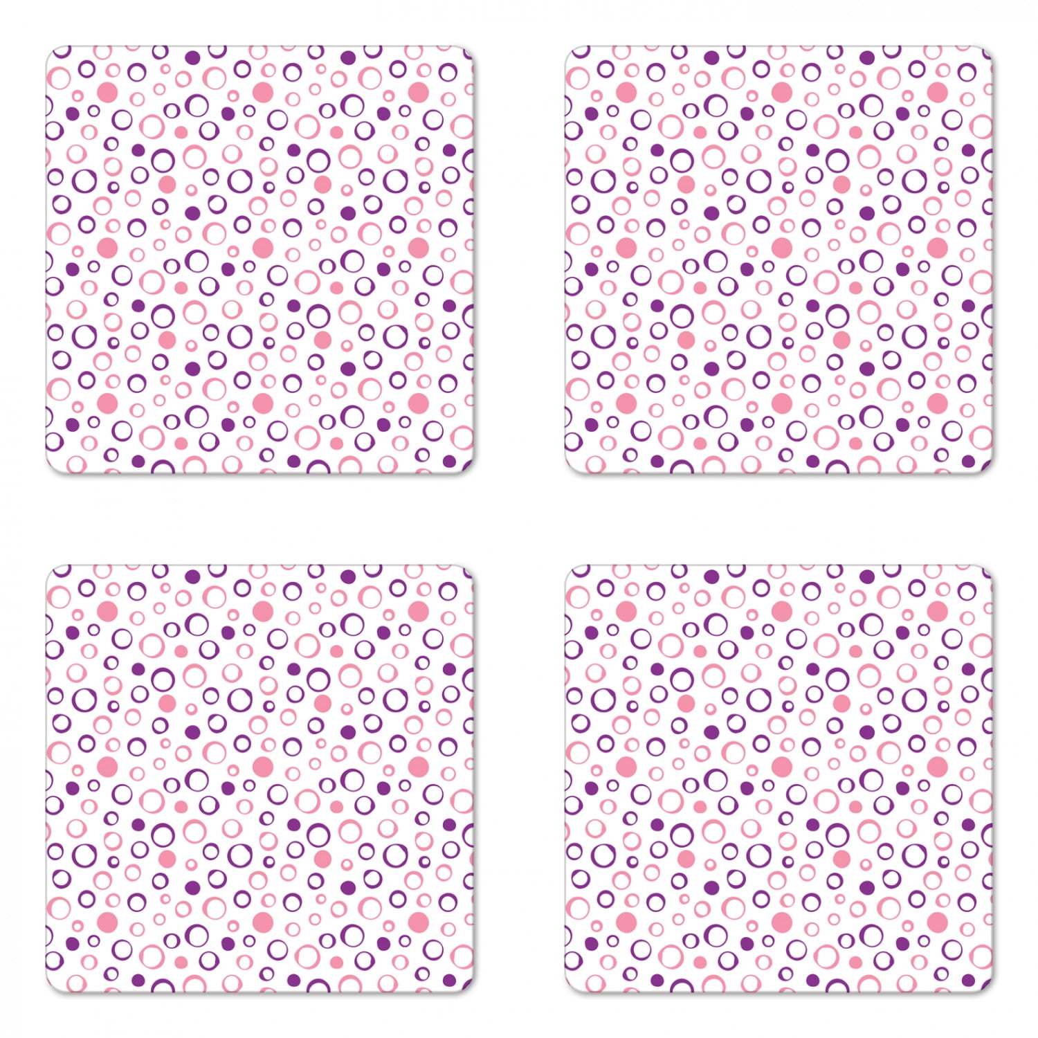 Geometric Circle Coaster Set of 4, Pastel Toned Feminine Circular with ...