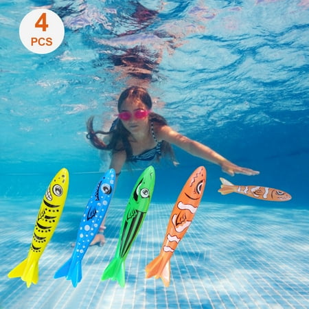 4PCS Throwing Toy Torpedo Rocket 4 Colors Summer Pool Diving Game ...