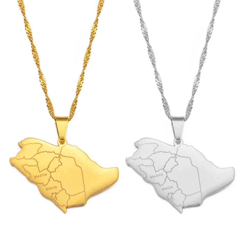 Saudi Arabia Cities Map Necklace Chain Pendant - Walmart.com
