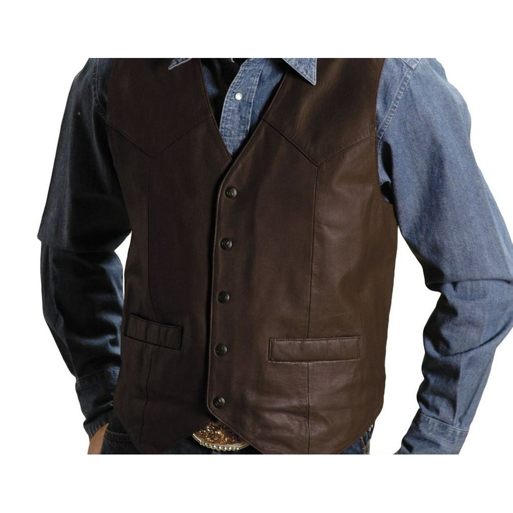 Roper - Roper Western Vest Mens Leather Chocolate Brown 02-075-0510 ...