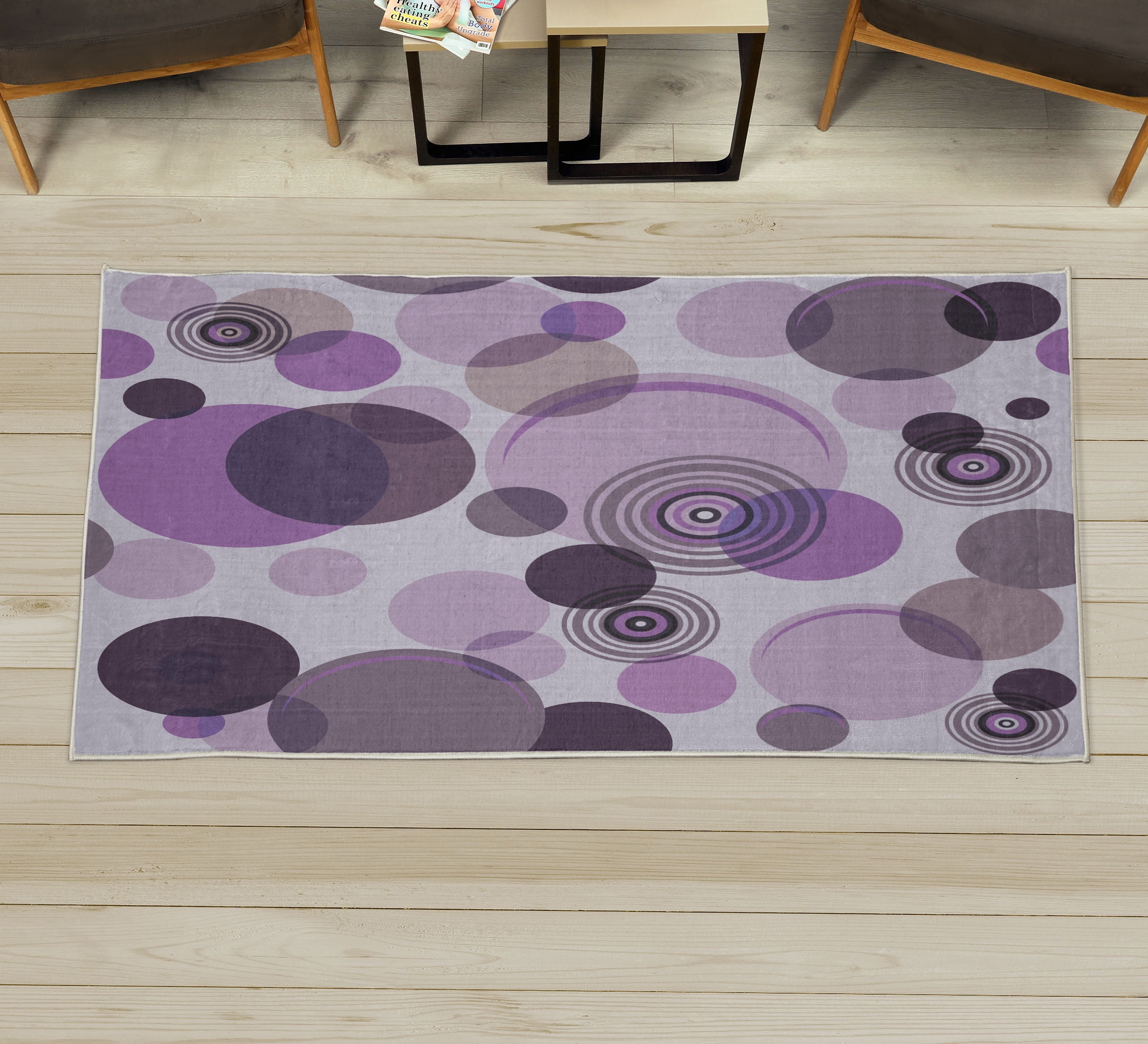 Earth Tones Decorative Rug, Abstract Pastel Pattern with Overlapping ...