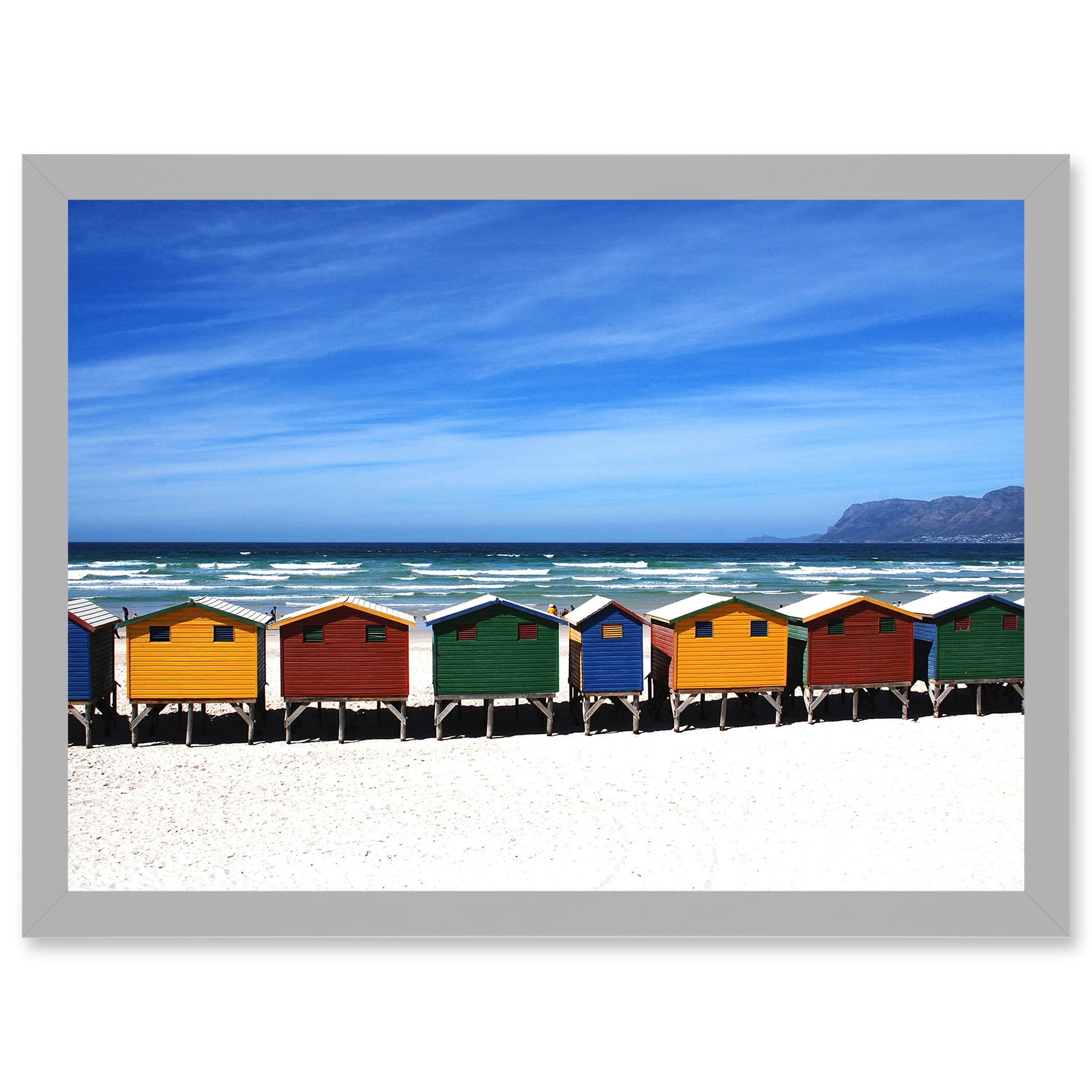 Photo Bright Painted Beach Huts Ocean England UK Artwork Framed Wall ...