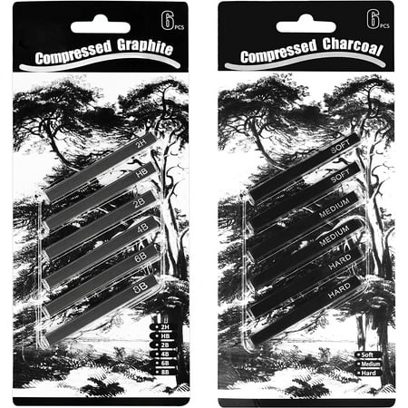 MyLifeUNIT Compressed Charcoal Sticks, Square Compressed Graphite ...