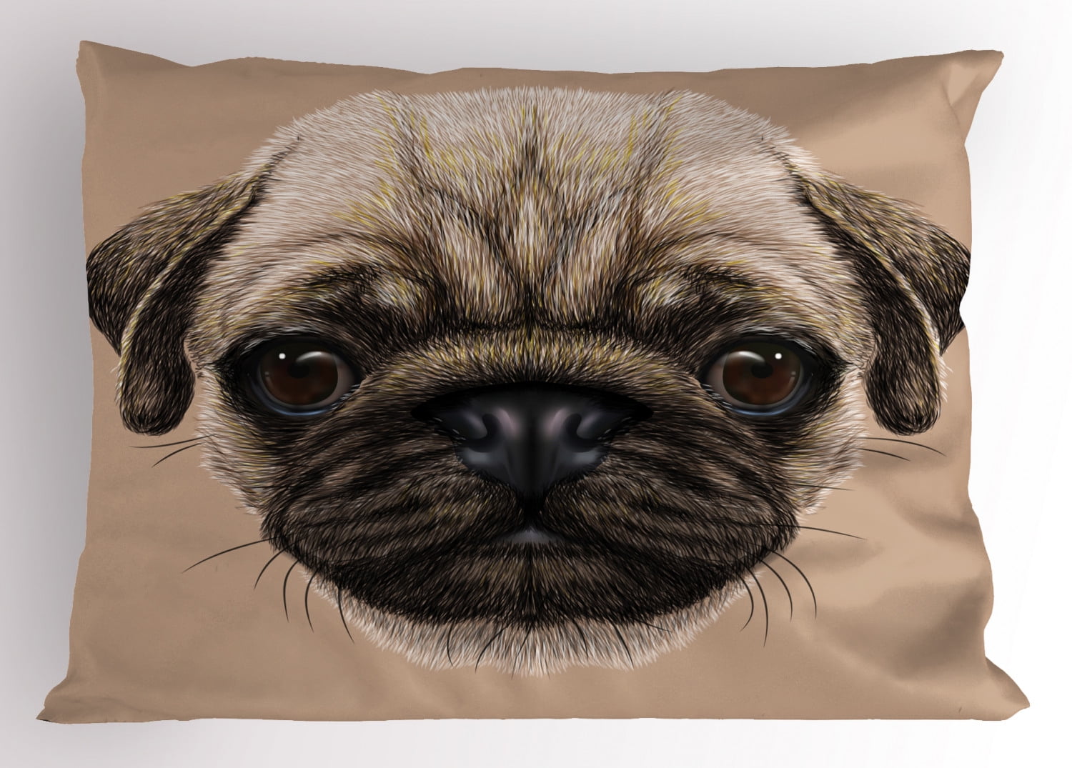 Pug Pillow Sham Detailed Portrait Drawing of a Dog Realistic Design of ...