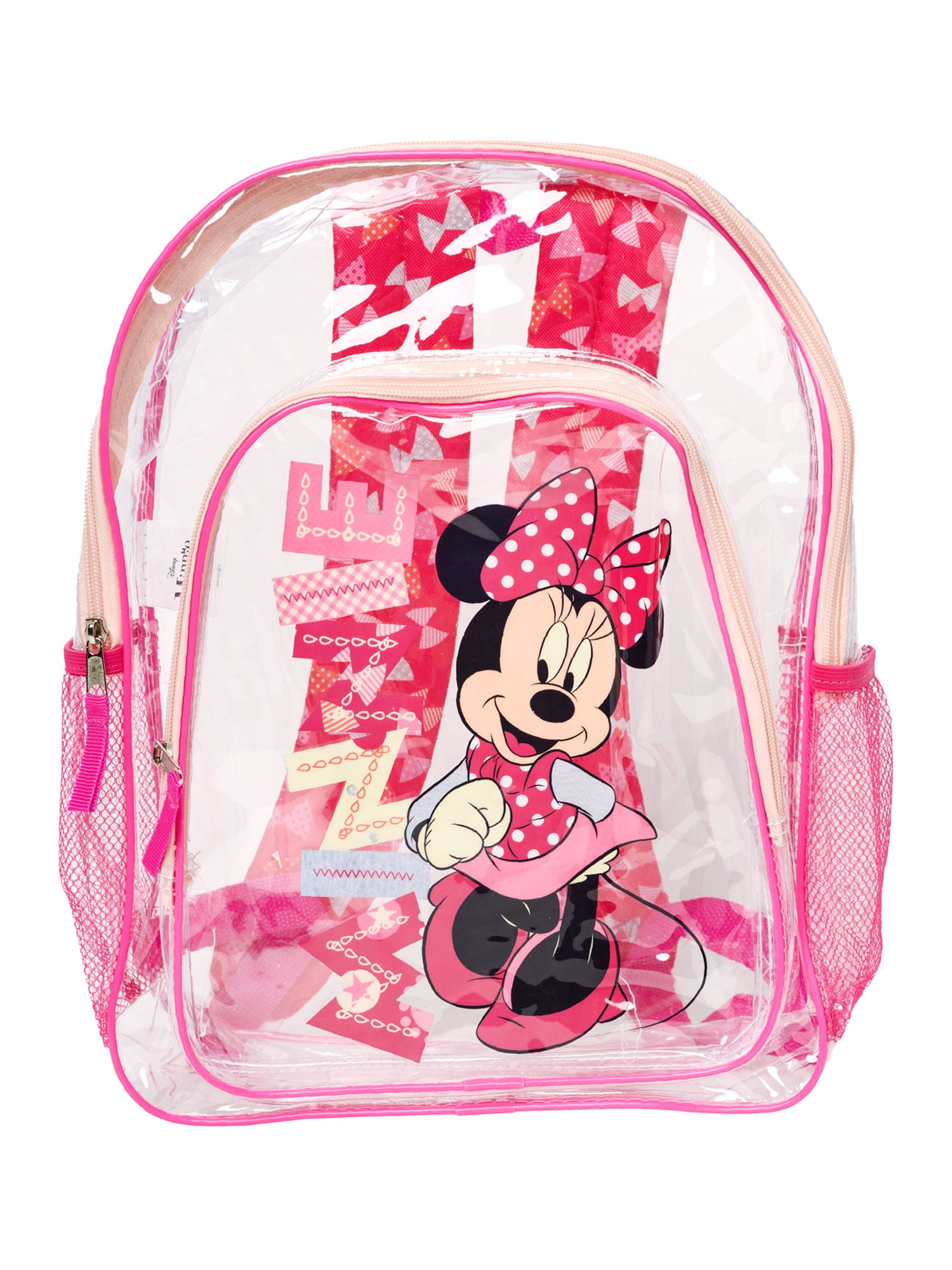 Minnie Mouse Transparent Backpack Clear 16" Disney Girls Bows Polka Dot ...