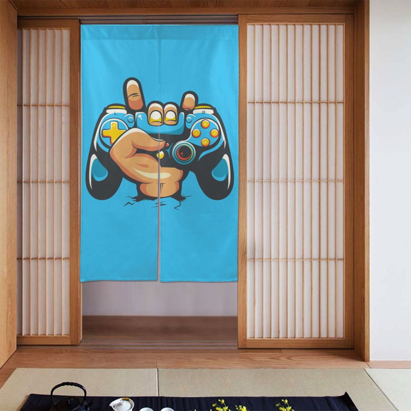 DouZhe Doorway Drape Split Curtains, Cartoon Rock Game Controller Room ...
