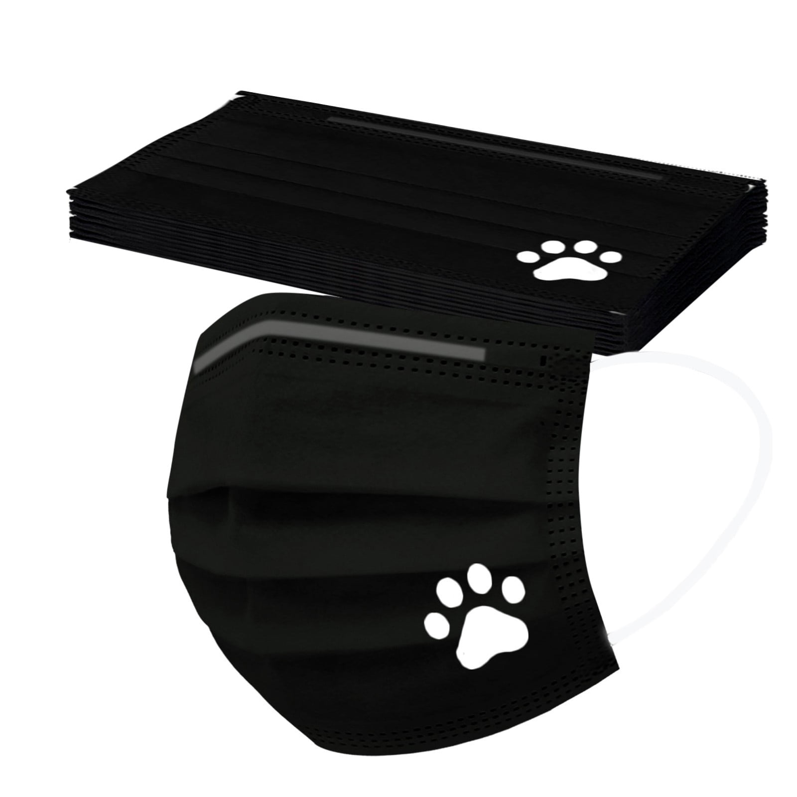 50PCS Adult Black Disposable Mask, Breathable 3-Layer Disposable Face ...