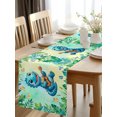 Burlap Table Runner 120 Inches Long, Cute Cartoon Animal Blue Dinosaurs ...