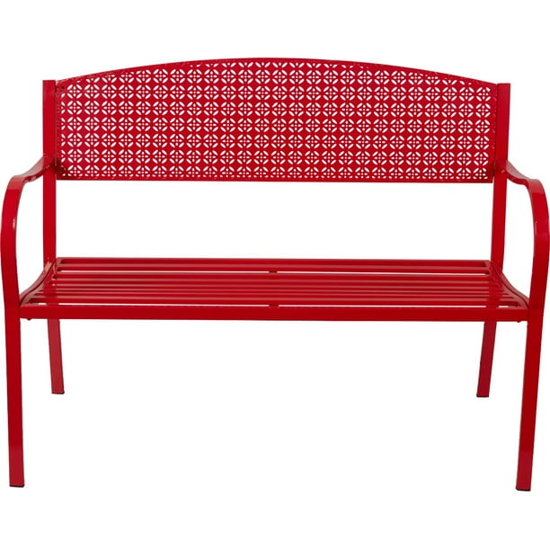 Bring back the old days with this beautiful bright red bench with ...