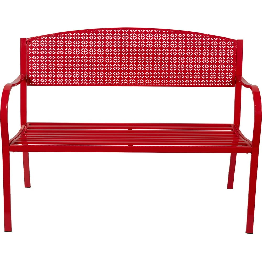 Bring back the old days with this beautiful bright red bench with ...