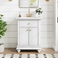 24" Retro Bathroom Vanity, Space-Saving Freestanding Cabinet with Open ...