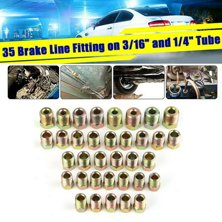 35x Brake Line Fitting Nuts Kit For Inverted Flares On 3/16 & 1/4 Tube ...