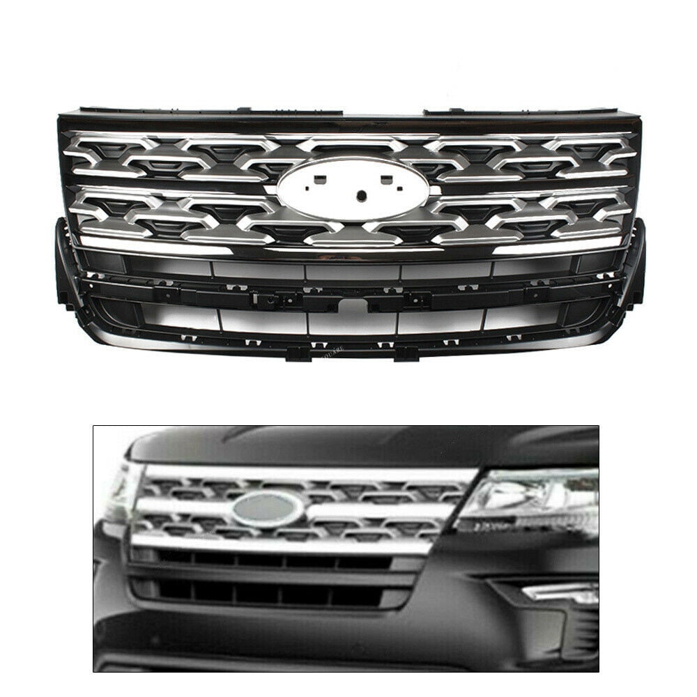 waltyotur Front Bumper Upper Grille Chrome Black Automotive Grille ...