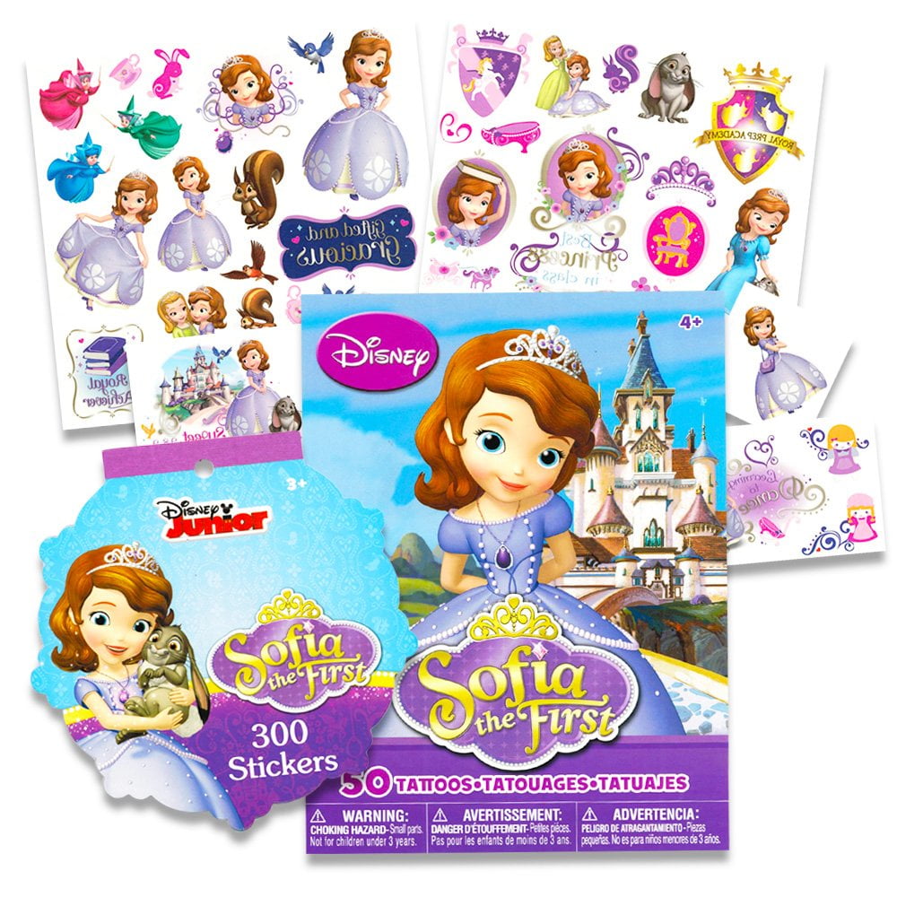 Disney Sofia The First Stickers & Tattoos Party Favor Set (200 Stickers ...