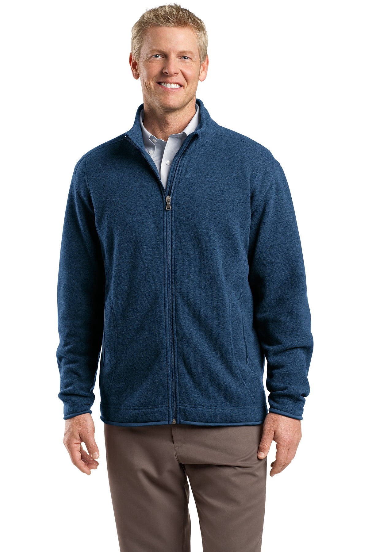 Red House RH54 Sweater Fleece Full-Zip Jacket, Navy Heather, XL ...