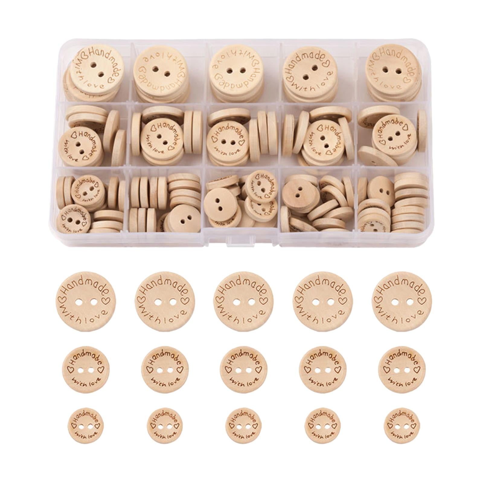 Wooden Handmade Buttons, with Round Shape, Sizes Mixed Sewing Buttons ...