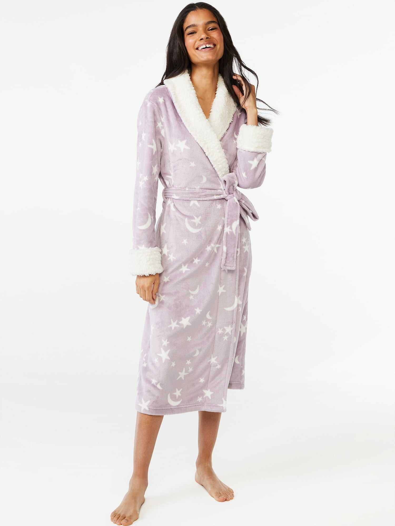 Joyspun Women s Plush Sleep Robe Sizes S To 3X Walmart Joyspun Women s Plush Sleep Robe Sizes S To 3X Walmart