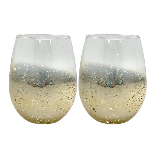 Celebration Wine Glasses | Stemless | 12 Ounce Glass | Gold Embossed ...