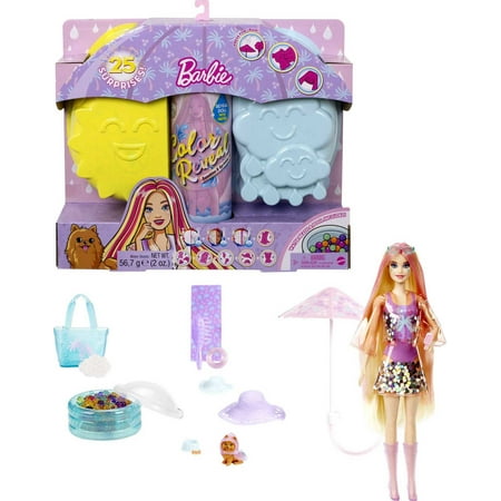 Barbie Color Reveal Doll, Palm Trees Series with 7 Surpises, Color ...