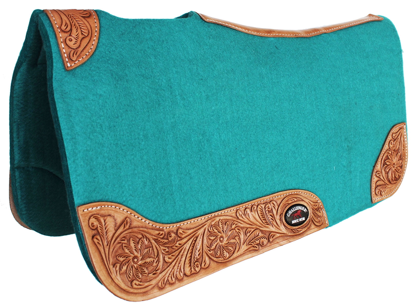 Horse SADDLE PAD Western Contoured Mohair Wool Felt Moisture Wick Teal ...