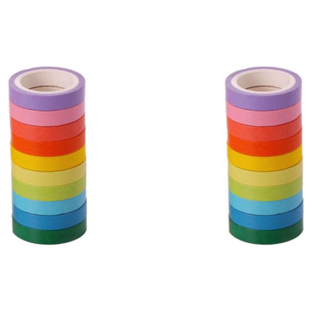 Decodeary 10Roll Decorative Washi Rainbow Sticky Paper Craft With ...