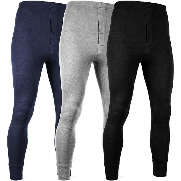 Andrew Scott Men's 3 Pack Premium Cotton Base Layer Long Thermal ...
