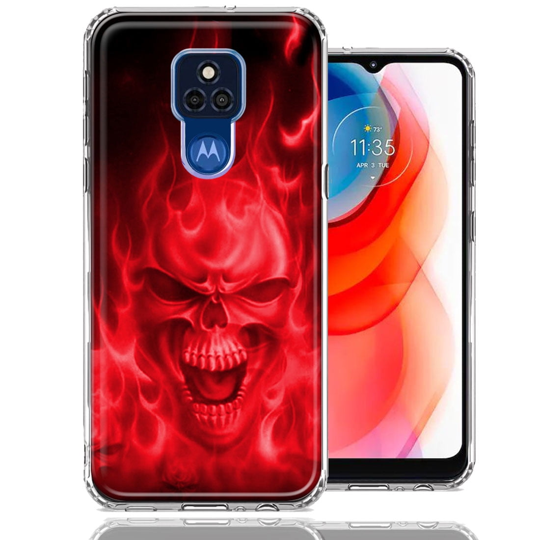 MUNDAZE Motorola Moto G Play 2021 Red Flaming Skull Double Layer Phone ...