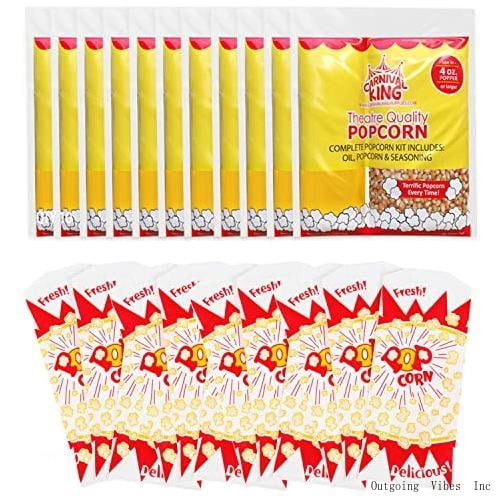 Popcorn Machine Supplies Set Refill, 10 Bags Of Popcorn Kernels Kit ...