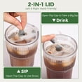 Ataucjin 20oz Glass Cups with Lids and Straws, Thickened Ribbed Glass ...