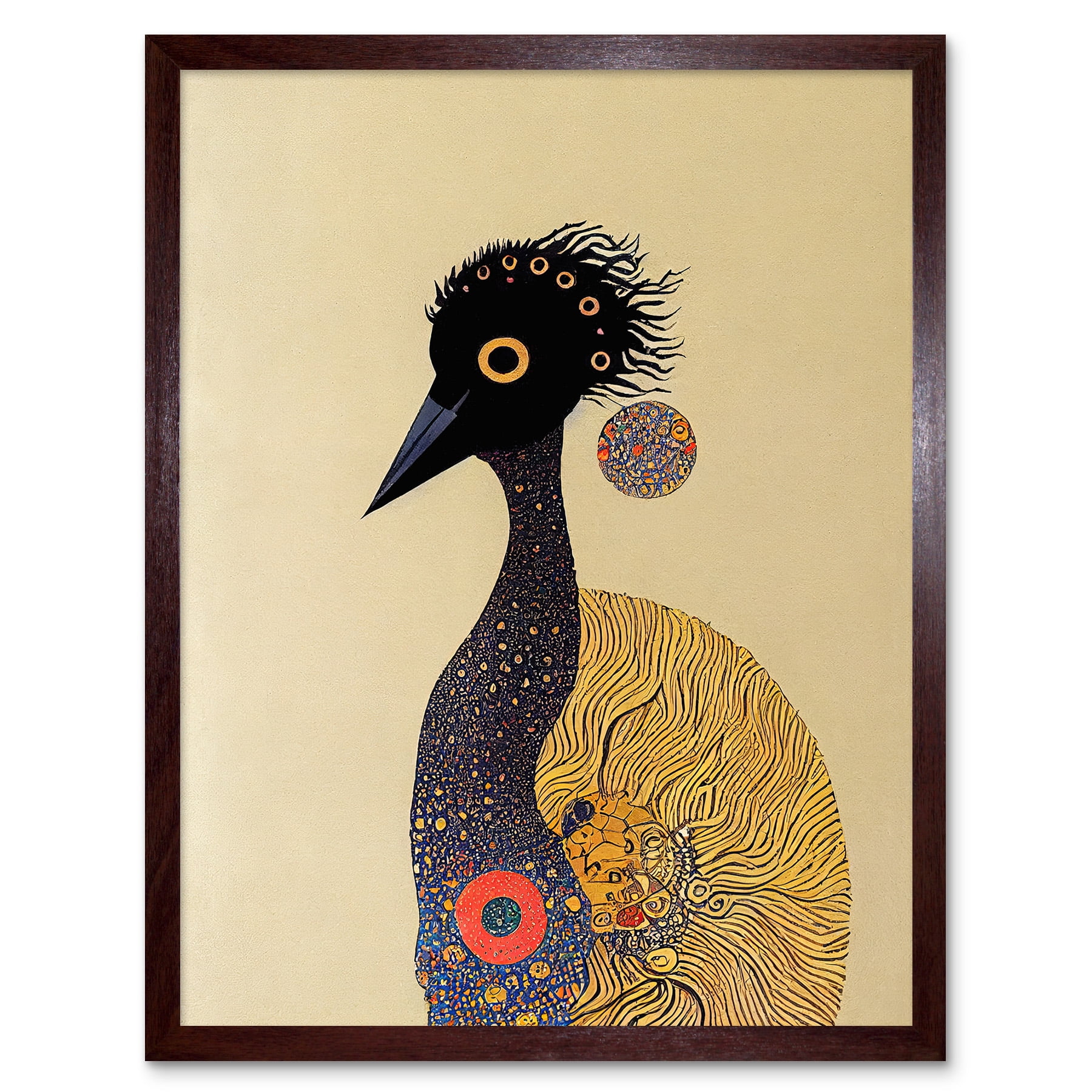 Surreal Abstract Ostrich Emu Klimt Style Painting Art Print Framed ...