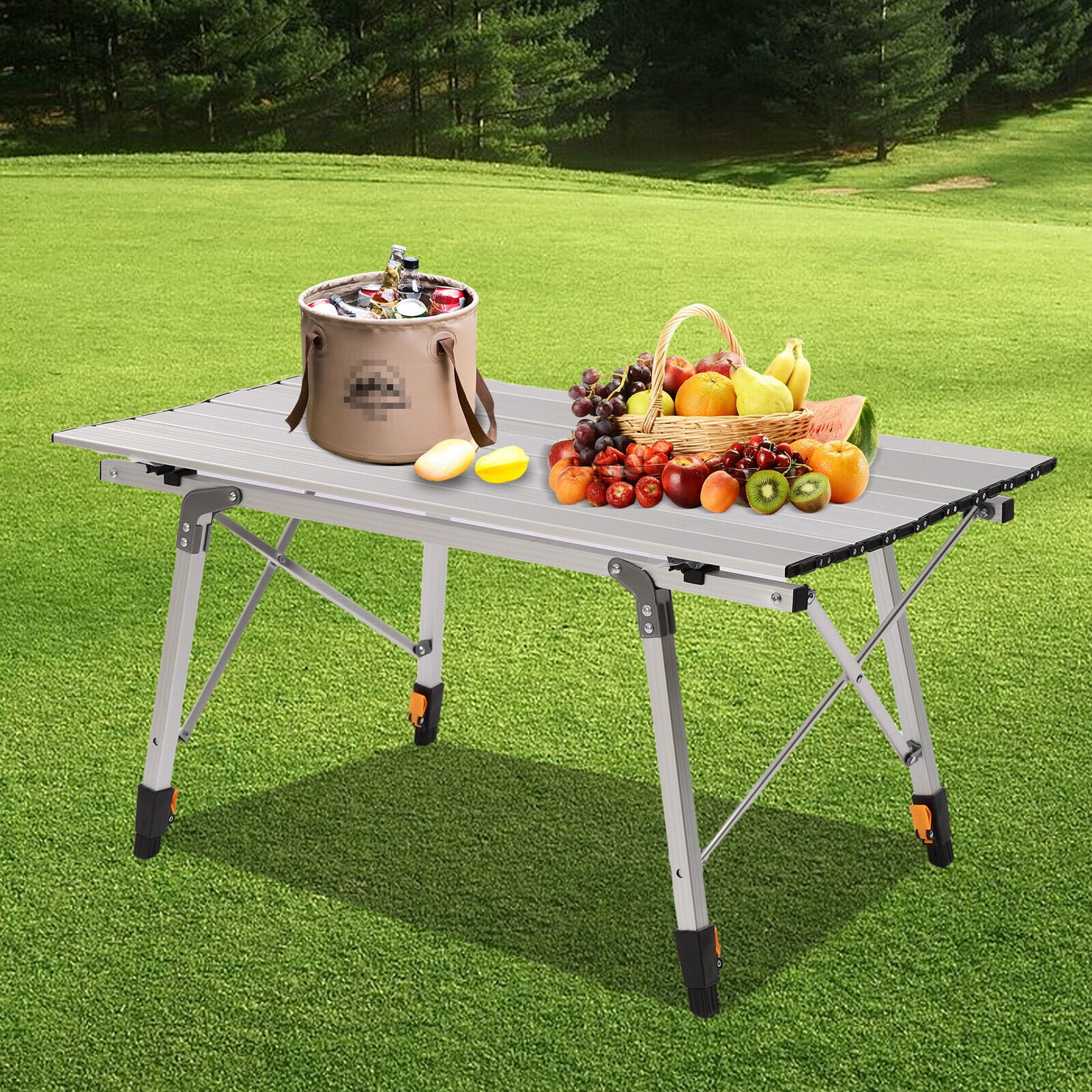 Miumaeov Silver Foldable Portable Camping Dining Table Aluminum Alloy ...