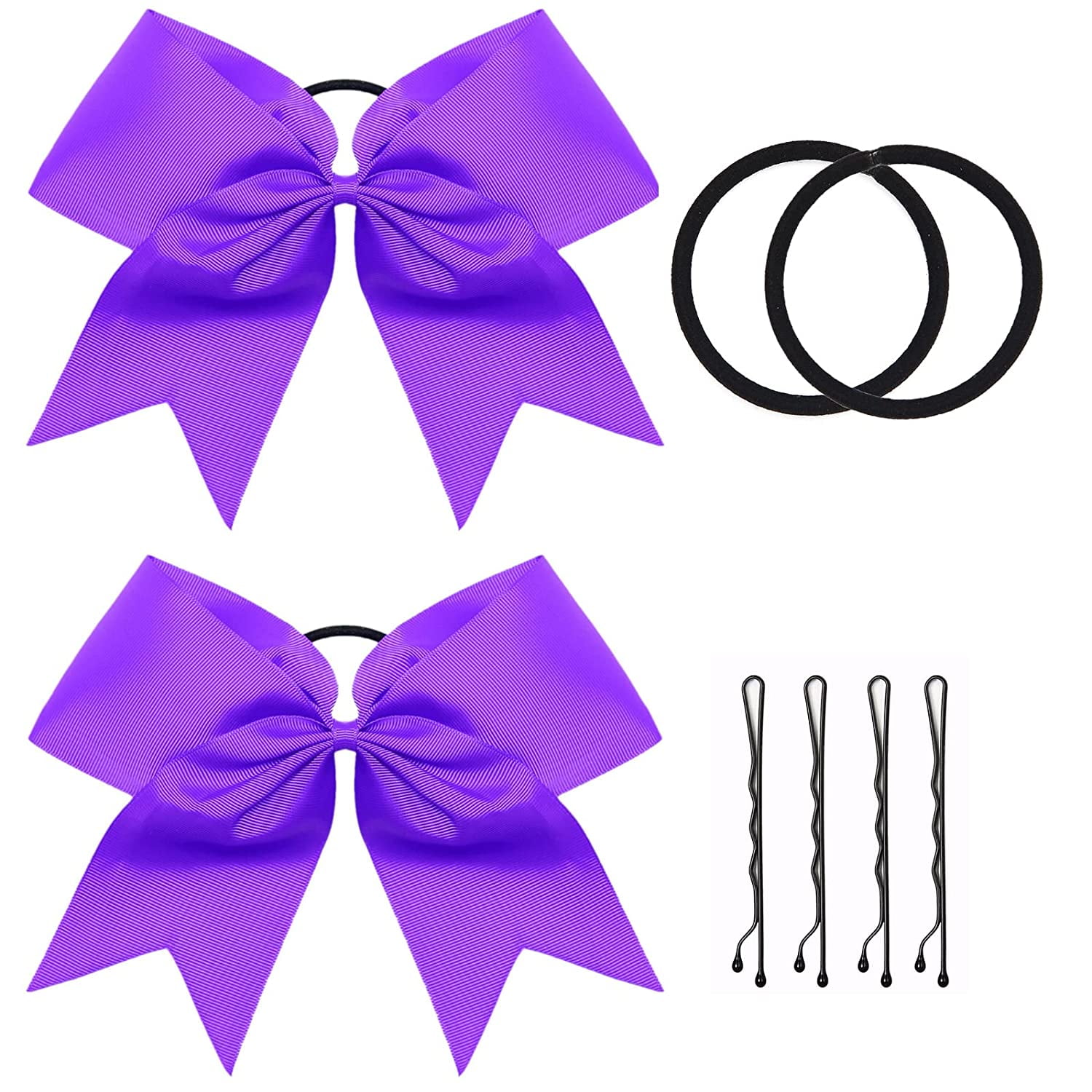 Purple Cheer Bow, 2 PCS 8 Inch Large Cheer Hair Bows Ponytail Holder ...